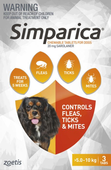 Simparica Small Dog (Orange) 5.1-10kg - Tick and Flea Defence – Pet PA NZ