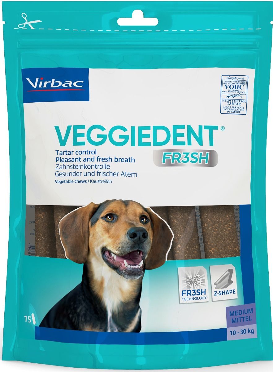 Veggiedent Fresh Dental Treats for Medium Dogs 10-30kg (15 Chews) – Pet ...